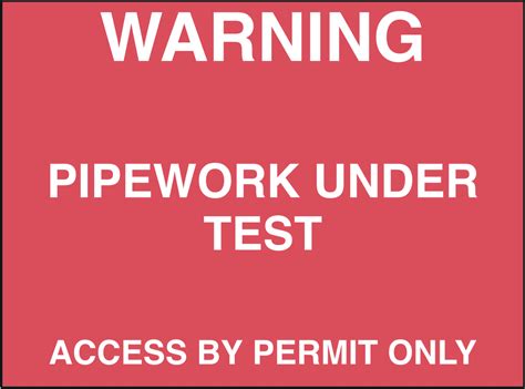 Pipework Under Test Marker Plates