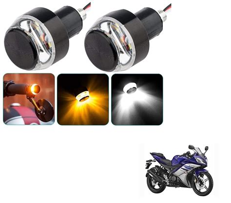 Autoaddict Bike And Scooty Handle Bar End Drlwhite And Yellow Turn
