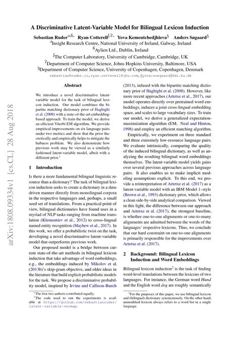 a discriminative latent variable model for bilingual lexicon induction