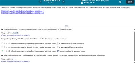 Solved Click Here To View The Standard Normal Distribution
