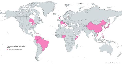A Map Of The Places Where I Had Sex With Their Women Denoted By Pink
