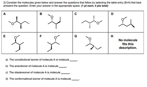 Solved 3 Consider The Molecules Given Below And Answer The