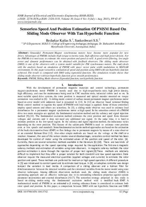 Pdf Sensorless Speed And Position Estimation Of Pmsm Based On Sliding