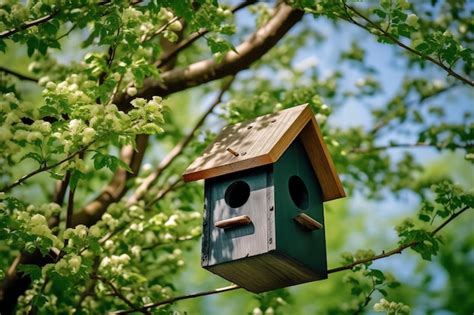 Premium AI Image Photo A Bird House Hanging On Tree