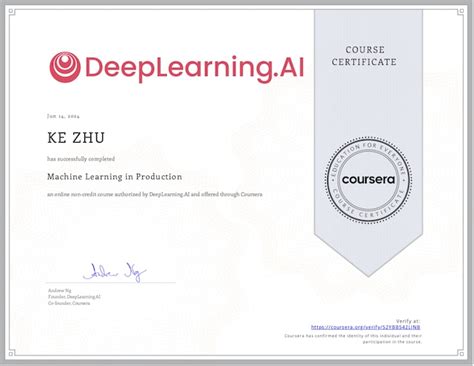 machine learning in production my 158th course certificate from