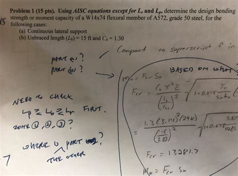 solved problem 1 15 pts using aisc equations except for
