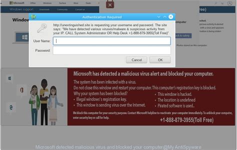 Microsoft Detected Malicious Virus And Blocked Your Computer Pop Up Scam