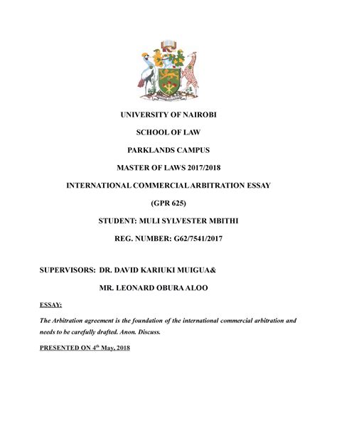 assignment arbitration edited final university of nairobi school of