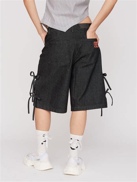 Tied Up Low Rise Denim Jorts Lazy Oaf