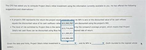 Solved Understanding The IRR And NPV The Net Present Chegg