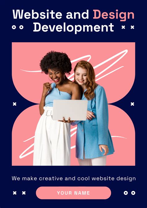 Website And Design Development Course Ad With Young Women Online Poster