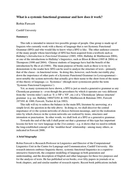 what is a systemic functional grammar and how it works pdf