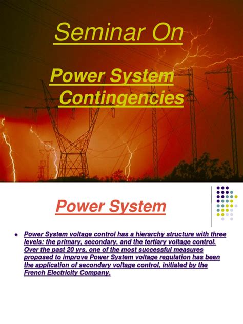 Power System Contingencies Pdf Electric Power Transmission
