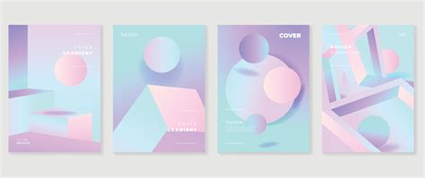 Abstract Gradient Background Vector Set Minimalist Style Cover Template With Vibrant Pastel
