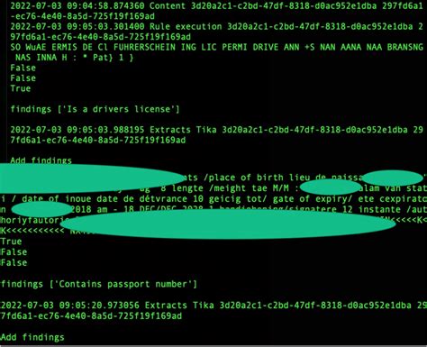client side rule based matching data to discover pii and other