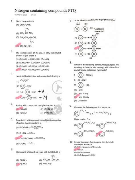 Nitrogen Containing Functional Groups Ptq Pdf