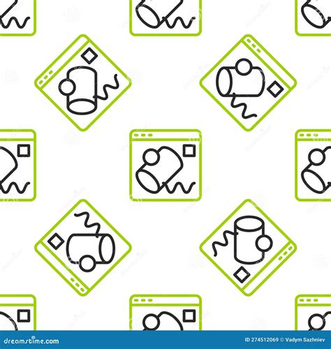 Line Data Visualisation Icon Isolated Seamless Pattern On White