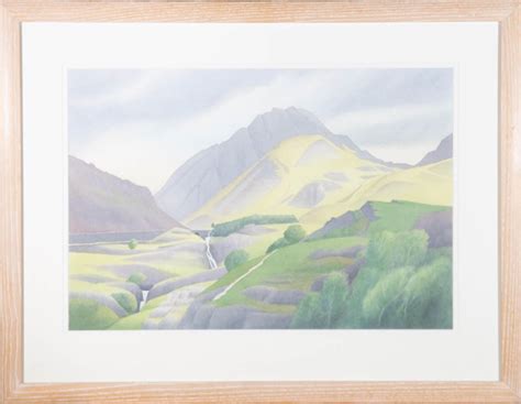 John N Limbrey John N Limbrey Signed And Framed Contemporary Watercolour Tryfan For Sale