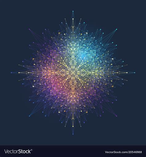 Fractal Element With Connected Lines And Dots Big Vector Image