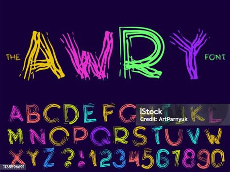 현대 추상 글꼴 및 알파벳 벡터의 집합입니다 타이포 그래피 틀려서 스타일의 네온 글꼴 로고 포스터 초대장 또는 의류 디자인에 대 한 설정 합니다 다중 색상에 대한 스톡 벡터