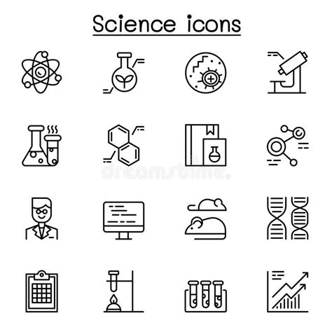 Science Icon Set In Thin Line Style Stock Vector Illustration Of Dropper Laboratory 255199450