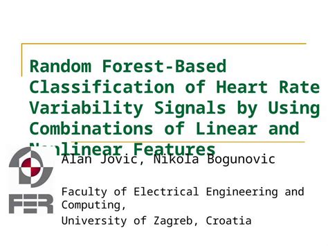 Ppt Random Forest Based Classification Of Heart Rate Variability