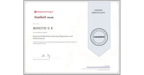 completed supervised machine learning course by deeplearning ai