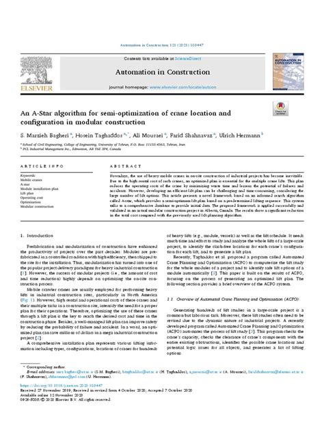2021 an a star algorithm for semi optimization of crane location and