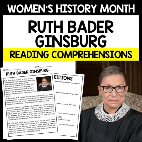 Womens History Month Ruth Bader Ginsburg Biography Reading Comprehension Made By Teachers