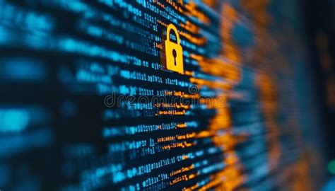 Digital Security Lock On Programming Code Abstract Technology Background Cybersecurity Concept