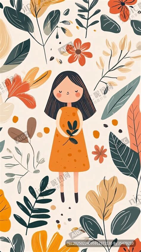 Ai创作图女孩捧花微笑插画 采花的女孩插画 鲜花女孩插画 植物人物插画 森系人物插画 花季少女插画 采花的小女孩插画 花卉少女插画 春季女孩插画 母亲节插画女人花 森系女孩插画 母亲节肌理插画