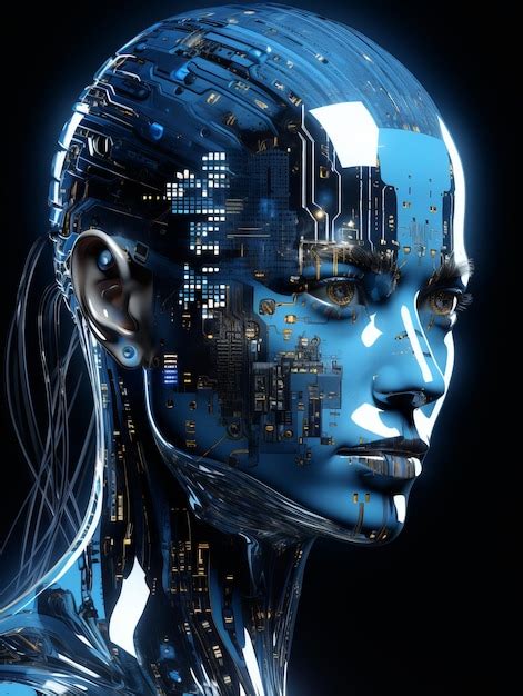 Premium Photo The Face Of A Woman With A Computer Chip On Her Head