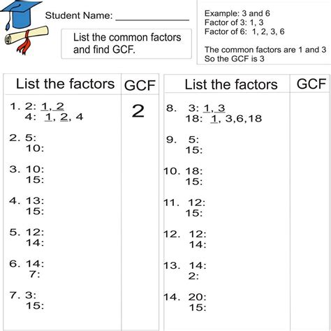 Least Common Multiple And Greatest Common Factor Worksheet