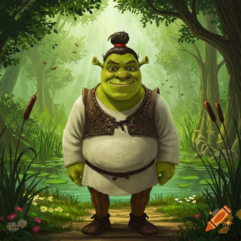 Shrek Wearing A Pink Floral Bikini And Relaxing On A Beach Towel On A