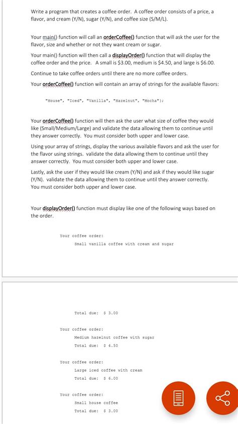 Solved Write A Program That Creates A Coffee Order A Coffee Chegg