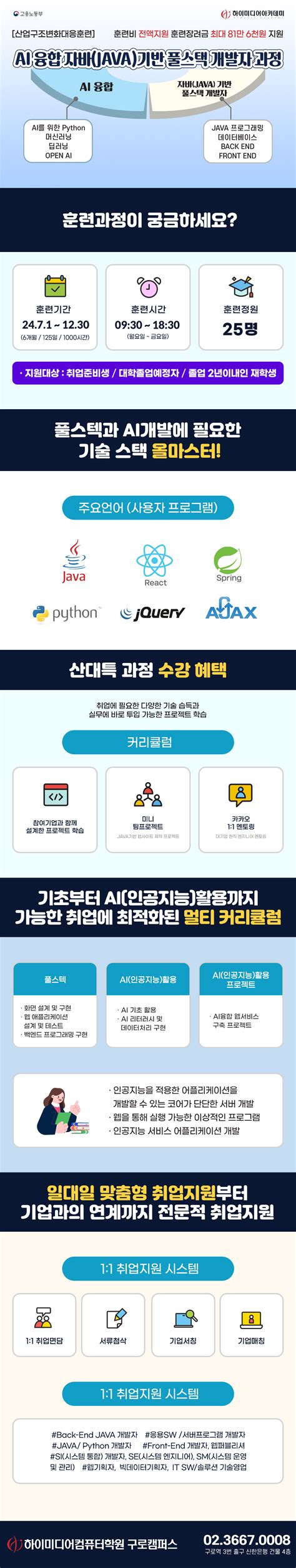 [취업연계] ai 융합 자바 풀스택 개발자 양성 과정 런프리 코딩부트캠프 개발자 신입채용 정보사이트