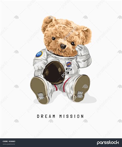 شعار ماموریت رویایی با عروسک خرس در تصویر لباس فضانورد 1630983