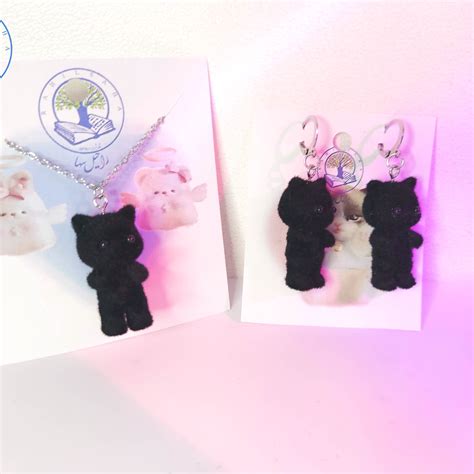 گردنبند گوشواره پینترستی فانتزی حیوانات پشمالوی کیوت مدل گربه ایستاده