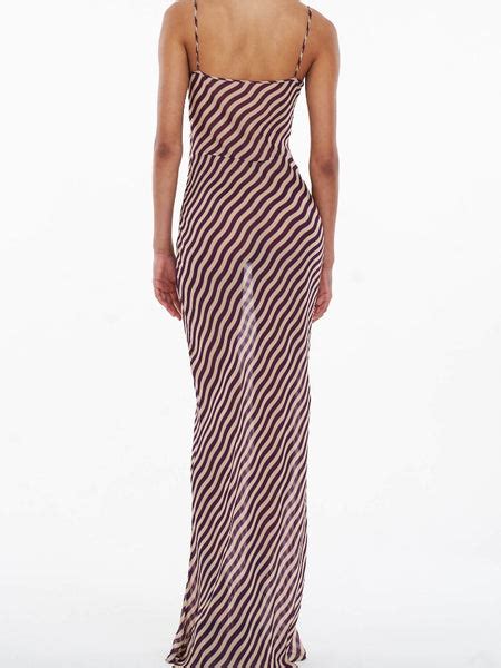 Fashion Striped Printed Beach Dress Women Sexy Mesh See Through Long D