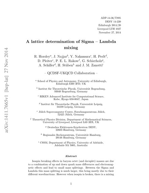 Pdf Lattice Determination Of Sigma Lambda Mixing