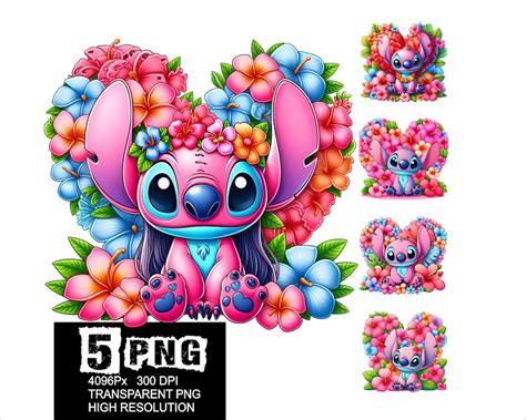 Stitch Flowers Heart Design 5 Png Stitch Clipart High Resolution Png