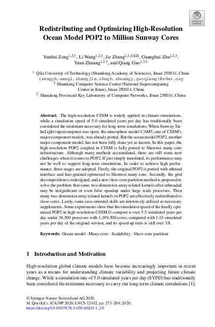 Pdf Redistributing And Optimizing High Resolution Ocean Model Pop2 To