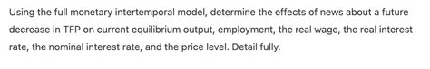 Solved Using The Full Monetary Intertemporal Model