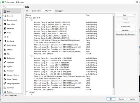 Failed To Detect The Abis Used By The Qt Version Check The Settings In Devices Android For