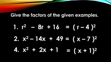 Factoring Perfect Square Trinomial Pptx