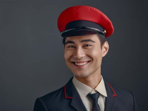 Medium Shot Of Man Wearing Flight Attendant Uniform This Piece Has Been