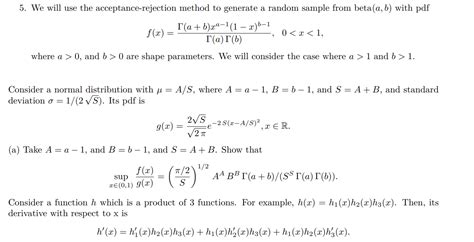 Solved 5 We Will Use The Acceptance Rejection Method To