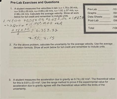 Solved Pre Lab Exercises And Questions A Babe Measures Chegg Com