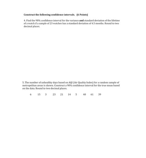 Solved Construct The Following Confidence Intervals Chegg