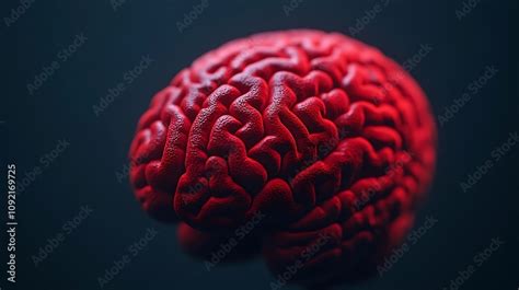 Intricate Red Brain Anatomy Close Up Showcasing Cerebral Complexity And The Intricate Structures